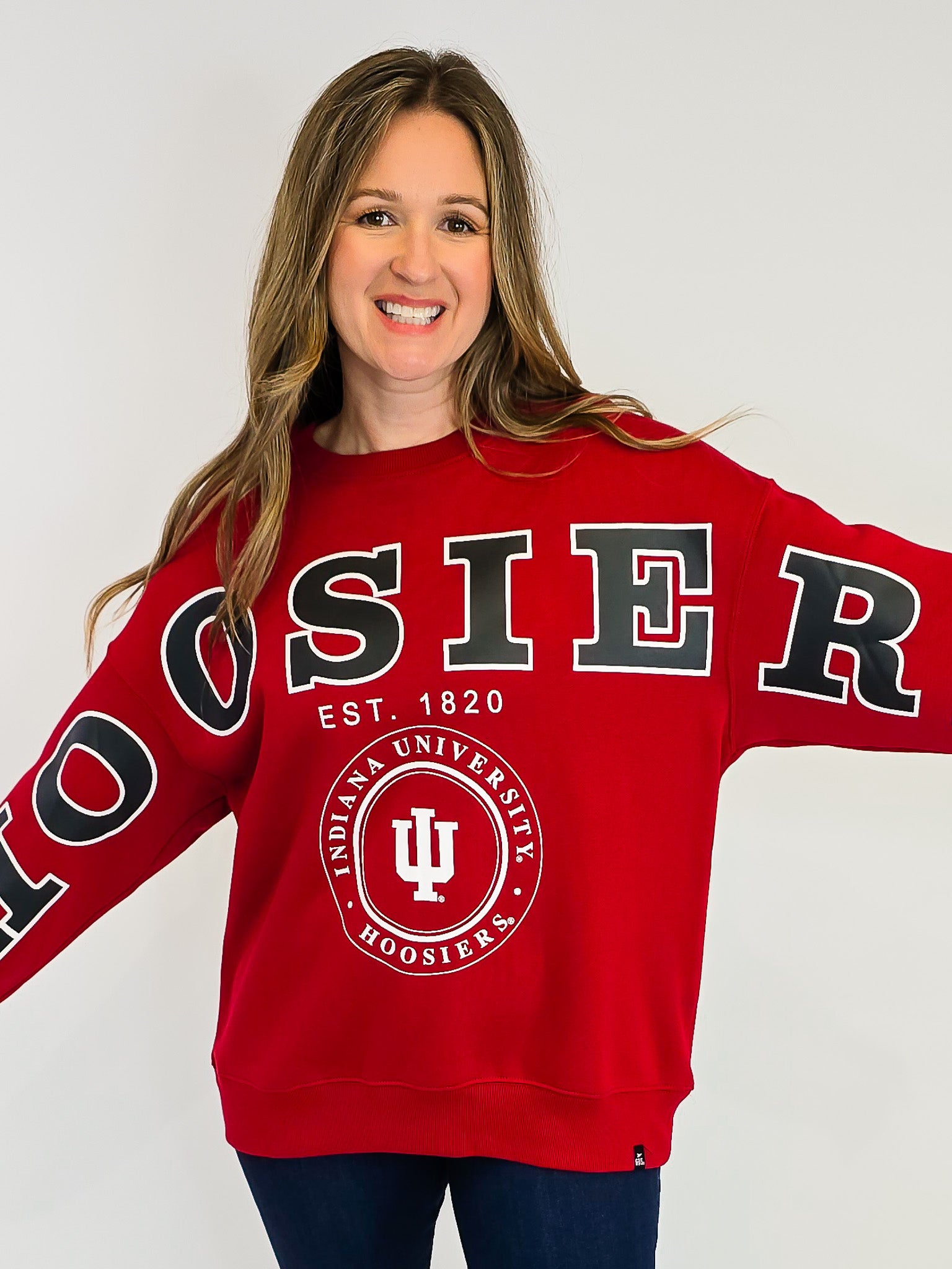 IU LONG SLEEVE SPLIT CREW SWEATER - CRIMSON – Brianne's Boutique