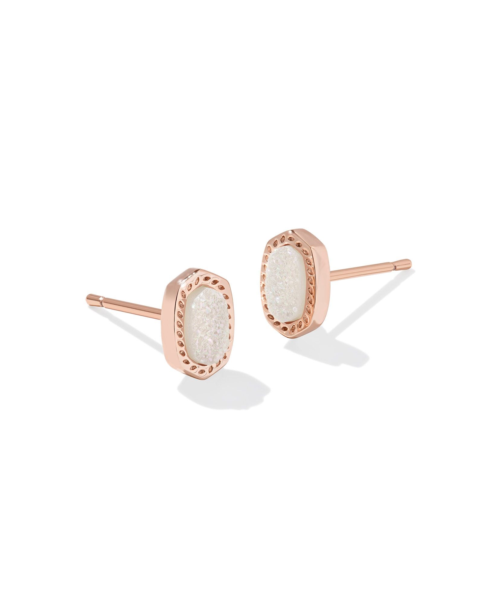MINI ELLIE STUD EARRINGS ROSE GOLD IRIDESCENT DRUSY Brianne s Boutique
